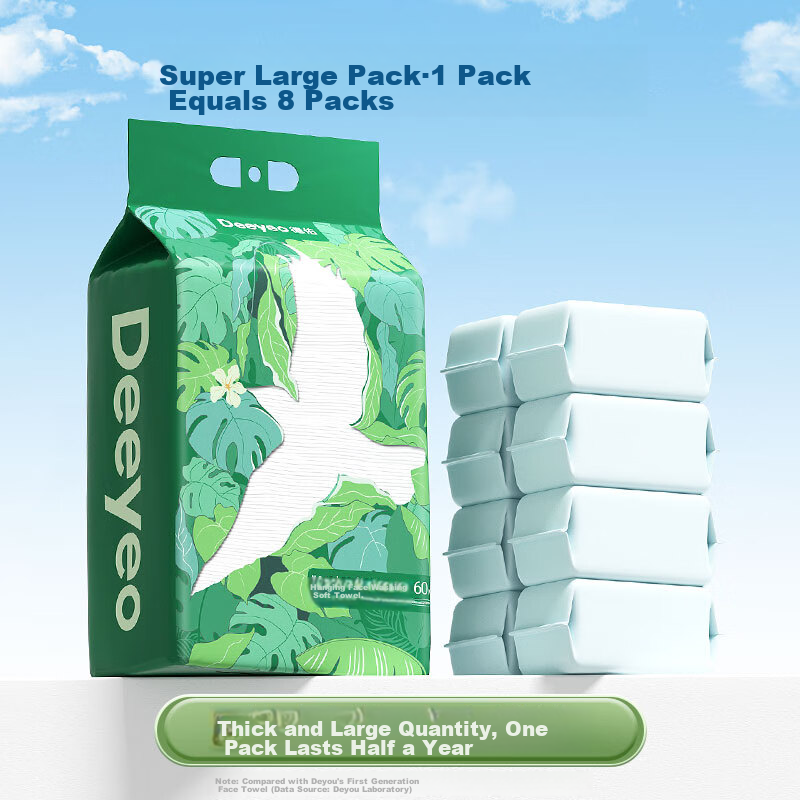 Deyou Facial Cleansing Wipes, Hanging Soft Tissues, Extra Large And Thick, for Both Dry And Wet Use, Disposable Cotton Soft Cleansing Wipes, 160 Sheets*1 Pack