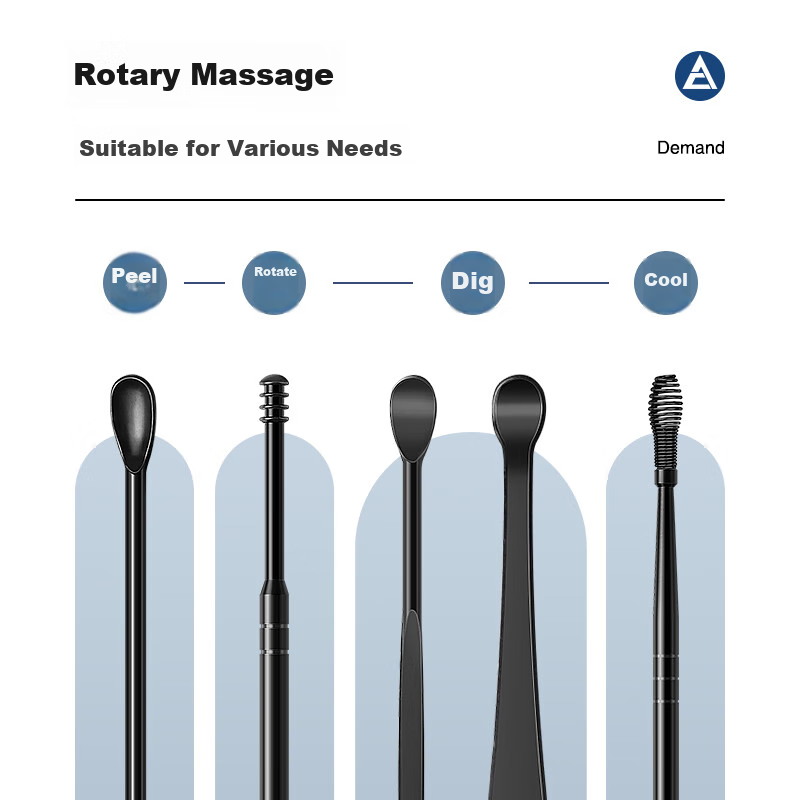 Creative Art Ear Pick Set, Ear Cleaning Tools, Spiral Ear Cleaning Kit, Portable with Storage Case, 9-Piece Set