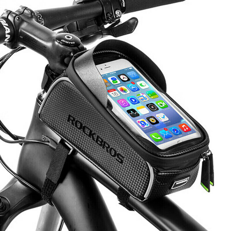 ROCKBROS Bicycle Handlebar Bag, Top Tube Bag, Front Bag, Cycling Phone Bag, Waterproof Saddle Bag, Mountain Bike Accessories