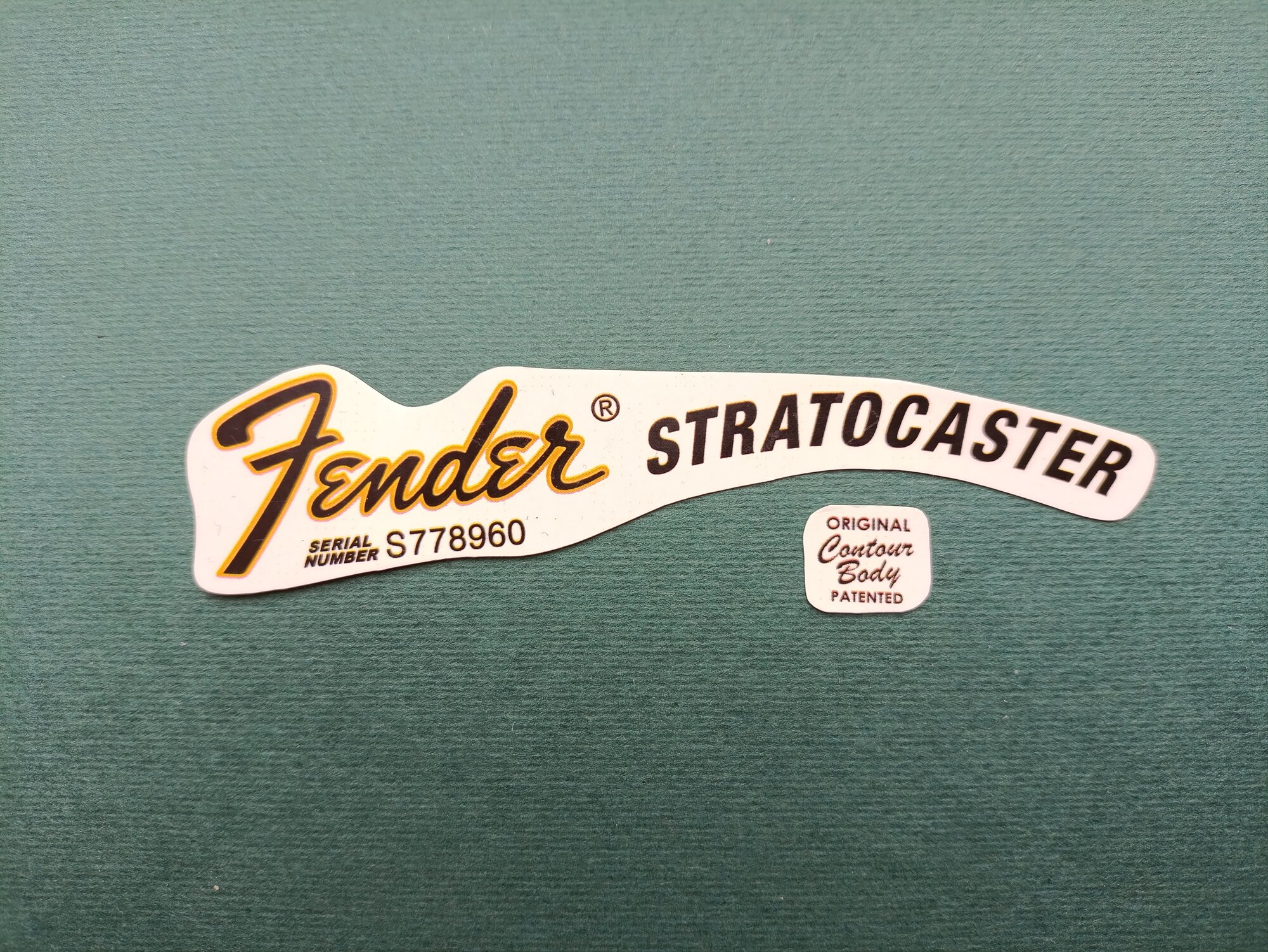 Деколь (водный перевод) на голову грифа электрогитары Fender Stratocaster.