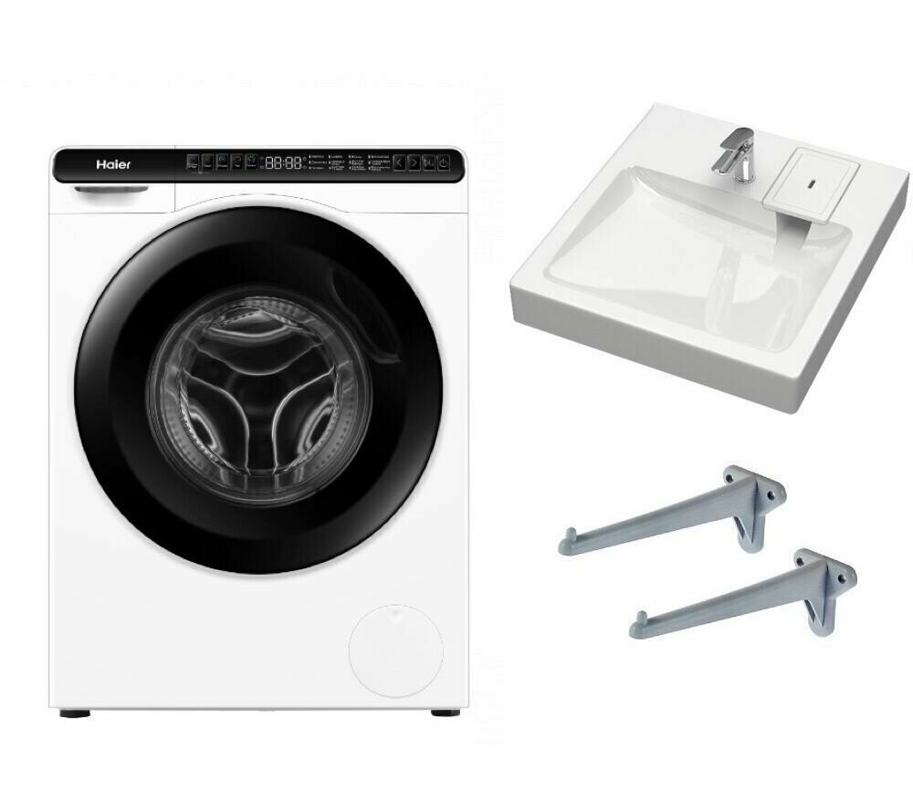 Стиральная машина мини с паром Haier HW50-BP1026 и раковина над стиральной машиной Марго
