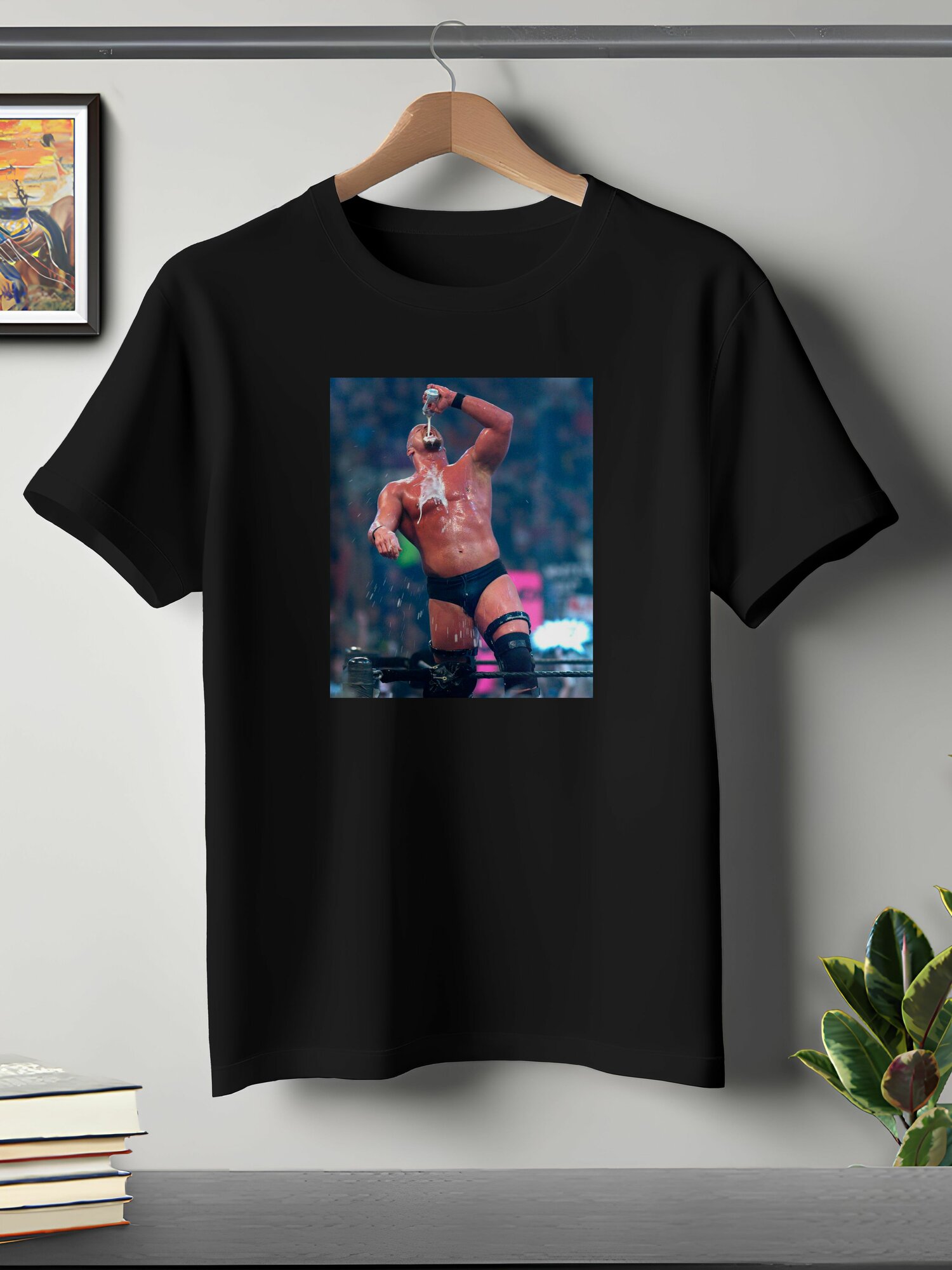 Футболка  Детская ONEQ 140 (10-11) размер с принтом Стив Остин, черная