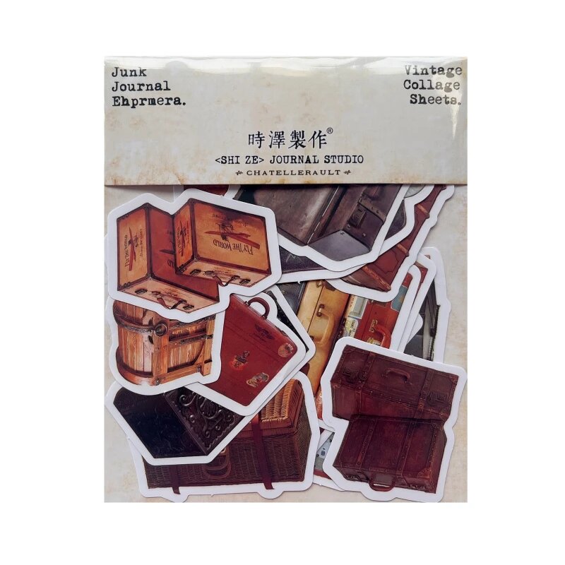 Деревянная коробка для скрапбукинга с наклейками