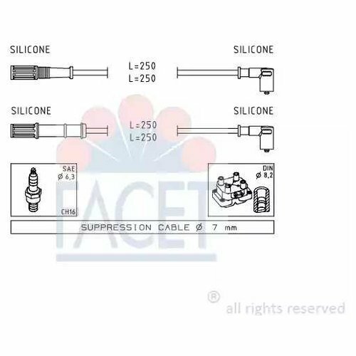 Комплект проводов зажигания Facet 47170