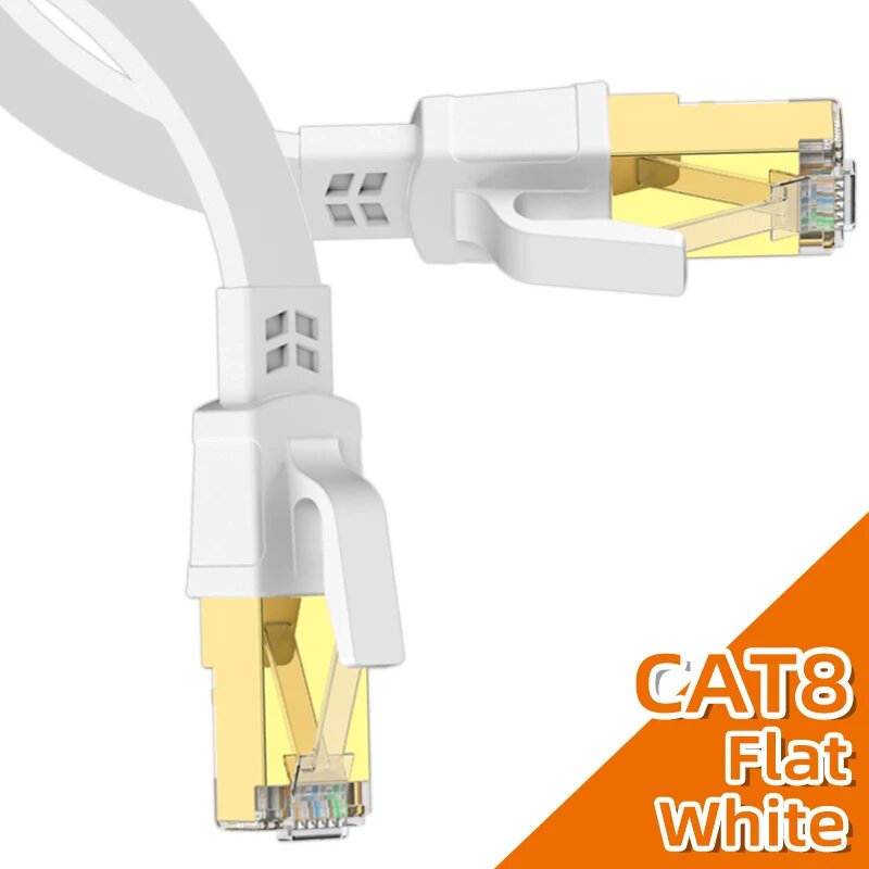 Ethernet кабель Cat8 40 Гбит/с 30 м CAT8 Flat White, 25M