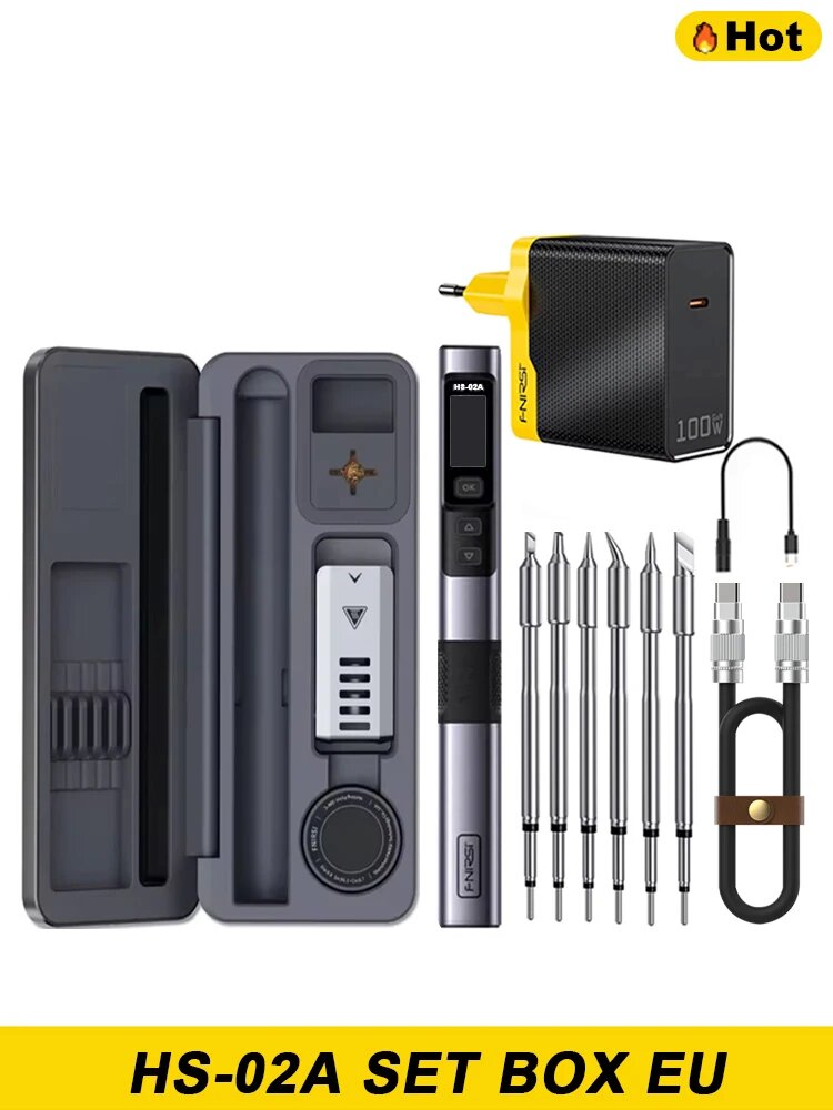 FNIRSI HS-02 Паяльник с цветным экраном 02A SET BOX EU