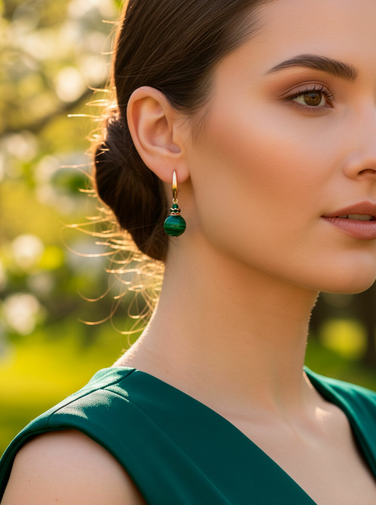 Серьги Diana Savitskaya, малахит, кварц