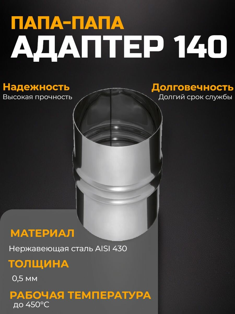 Адаптер 140ПП Папа-Папа для дымохода FERRUM
