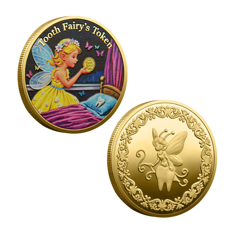 Памятная монета «Зубная фея», жетон с мультяшной Зубной феей, монета на удачу для детей, материал: железо, 30 г, 4 x 0,3 см, коллекционная медаль