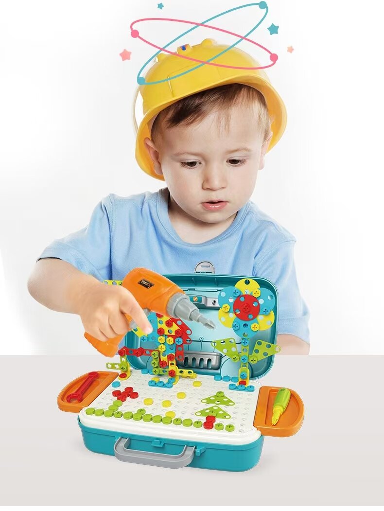 Набор инструментов детский Happy Baby игровой набор строителя с ящиком, игрушечная дрель-шуруповерт