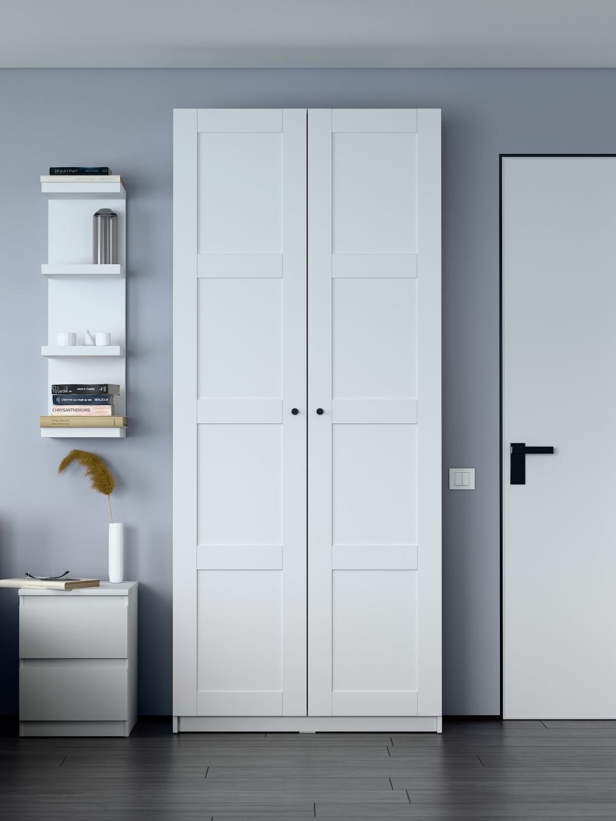 Шкаф распашной для одежды макс, 100х38х233, белый, 4 заполнения