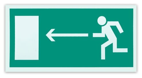 Знак эвакуационный "Направление к эвакуационному выходу налево", 300х150 мм, фотолюминесцентный, пленка самоклеящаяся, Е04
