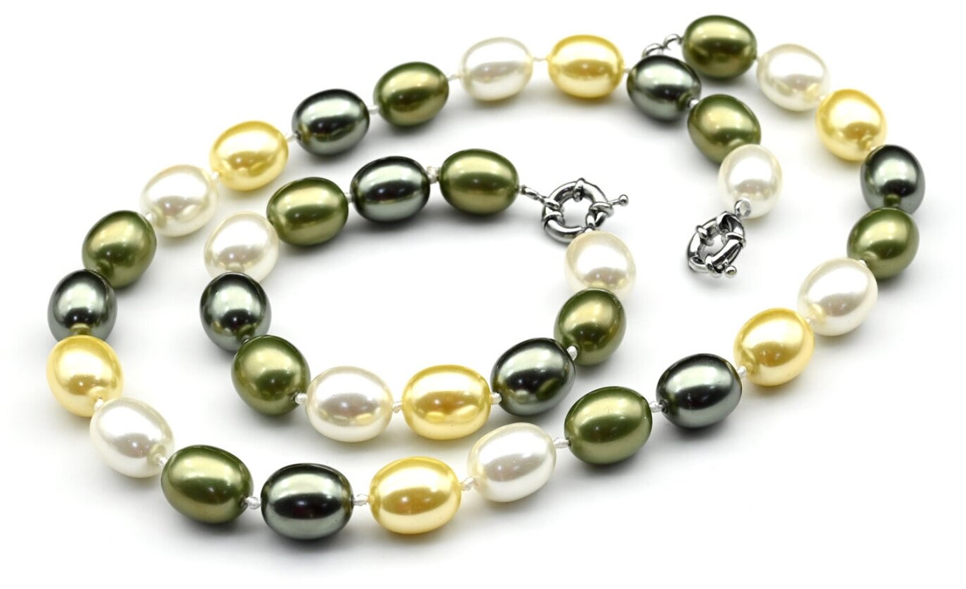 Комплект бижутерии: колье, браслет, жемчуг имитация