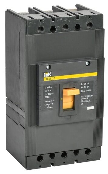 Автоматический выключатель силовой Iek 3п 315А 35кА ВА 88-37, SVA40-3-0315