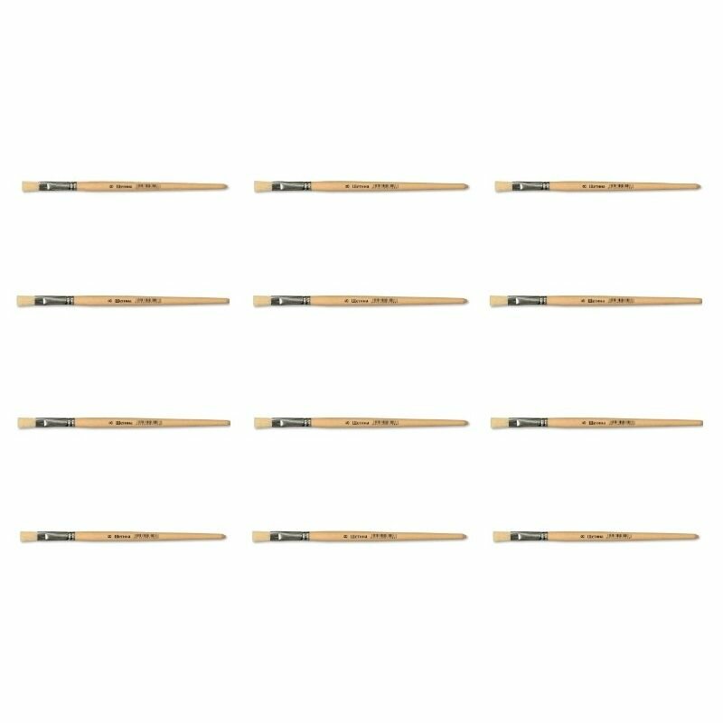 №1 School Кисть щетина, плоская, №8, 12 шт.