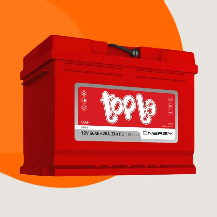 Аккумулятор автомобильный TOPLA Energy E66H, 66Ач, пуск. ток 620 А, обрат. полярность, 242x175x190, 108066 56649 SMF