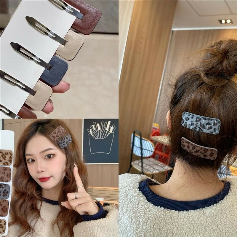 Аксессуары для волос "Звезда", заколки, сплав, леопардовый узор, цвет 29, 5 штук