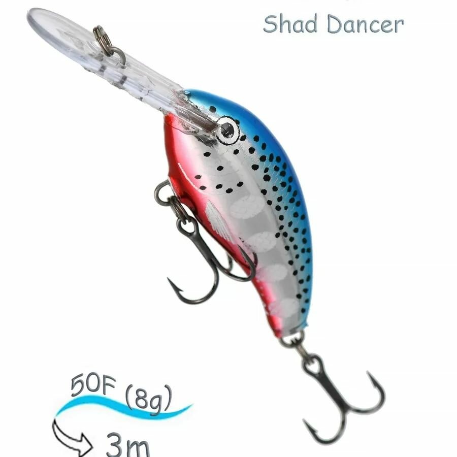 Воблер для рыбалки RAPALA Shad Dancer 05 цвет 19 на щуку, на судака, на окуня 5см - 8гр для спиннинга