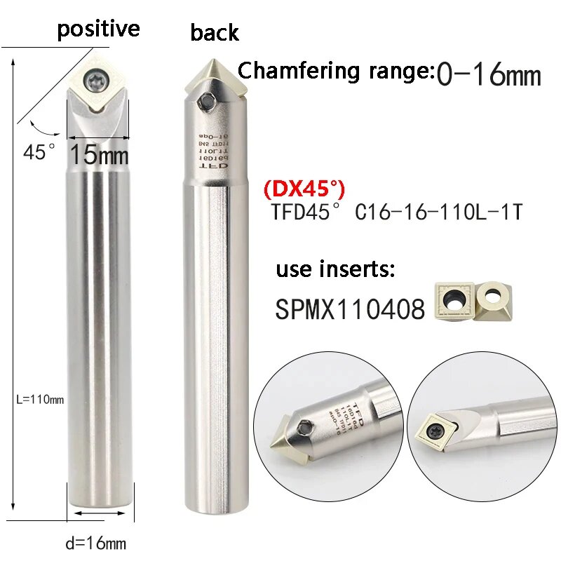 BEYOND SPK C20-25-130L 2T C20-30-130L SSP TFD45 градусов C12-20-100-1T Инструмент для снятия фаски C10-08-100L C12 C20 C16-16-110L Фреза SSPD DX45-C16-16-110L-1T, no insert