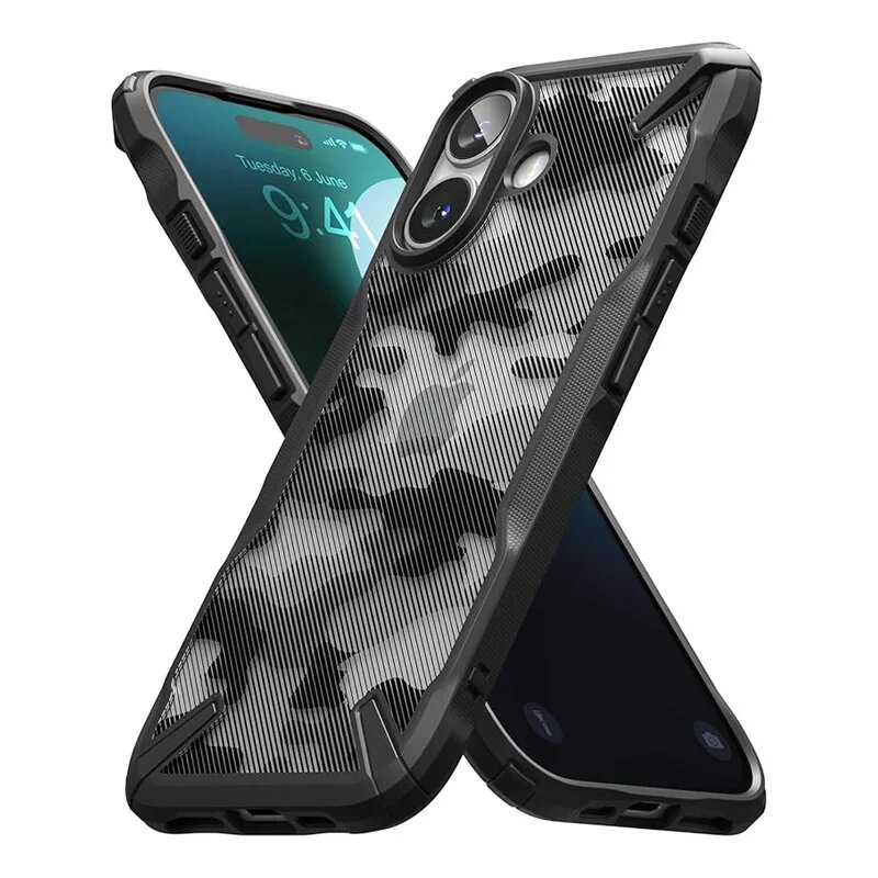 Ringke Fusion-X, совместимый с чехлом для iPhone 16 Plus, жесткая противоударная рамка из ТПУ Camo for 16 Plus