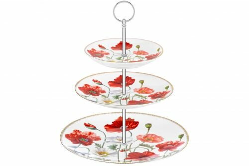 Этажерка 3-х ярусная Elan Gallery "Маки" 27х27х34 см, фарфор