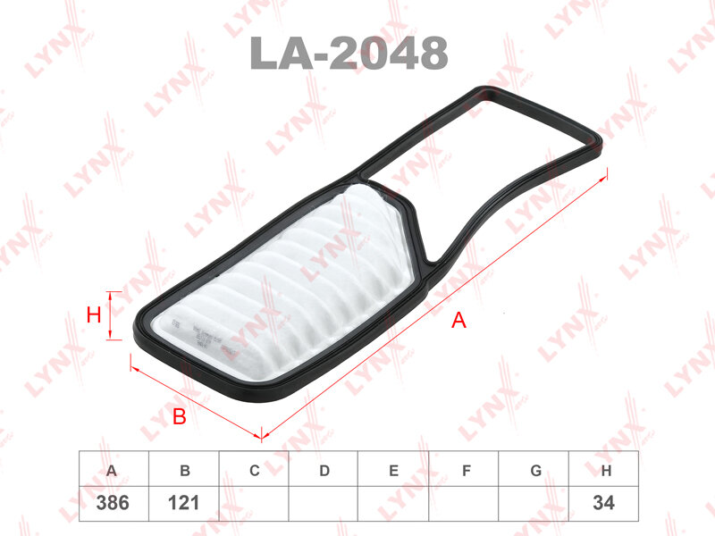 Фильтр воздушный LYNXauto LA-2048. Для: DAIHATSU Esse 0.7 05> / Mira 0.7 06> / Move 0.7 06> / Tanto 0.7 07-11