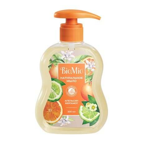 Мыло жидкое BioMio Natural Liquid Soap с эфирными маслами апельсина и бергамота, 300мл (2 уп)