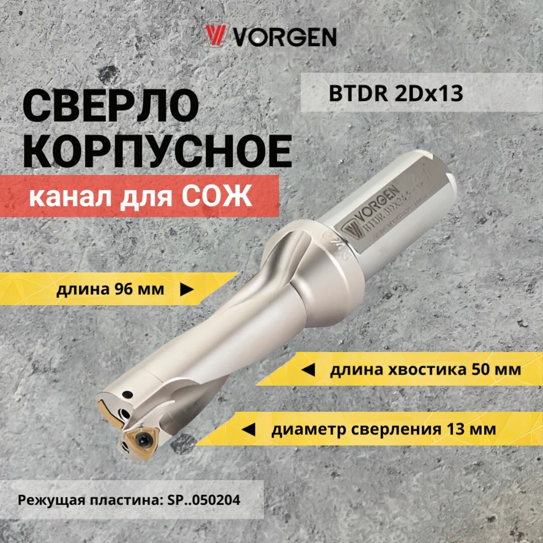Сверло корпусное с СОЖ BTDR 2Dx13 под пластину SP.050204