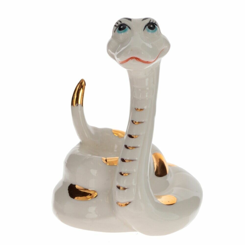 Статуэтка фарфоровая новогодняя змея (удав) символ 2025 года. Размер: 6,5x6,5x8,5 см.