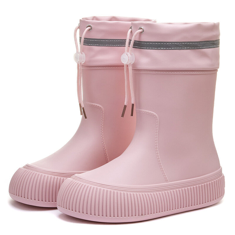 Летние полусапожки модные резиновые сапоги средней длины со шнурком универсальные водонепроницаемые ботинки для улицы нескользящие износостойкие легкие рабочие резиновые сапоги для кухни и автомойкиРазмер обуви. EU:41-42