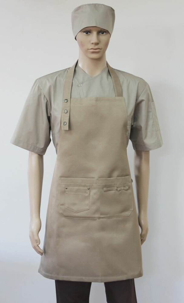 Фартук универсальный с регулируемой брителью на кнопках темно-бежевый (ткань плащевая)