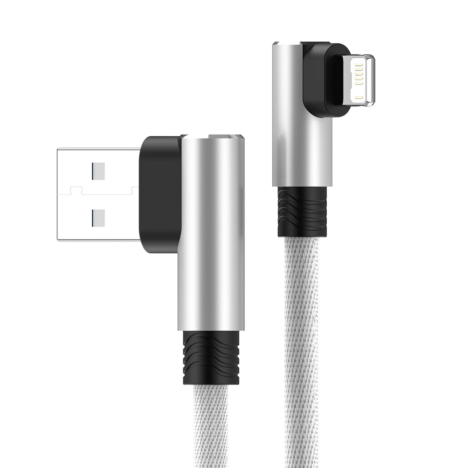 90-градусный локоть для зарядки данных, USB-кабель для iPhone 11 12 13 14 Pro X XR XS Max 2 м, белый