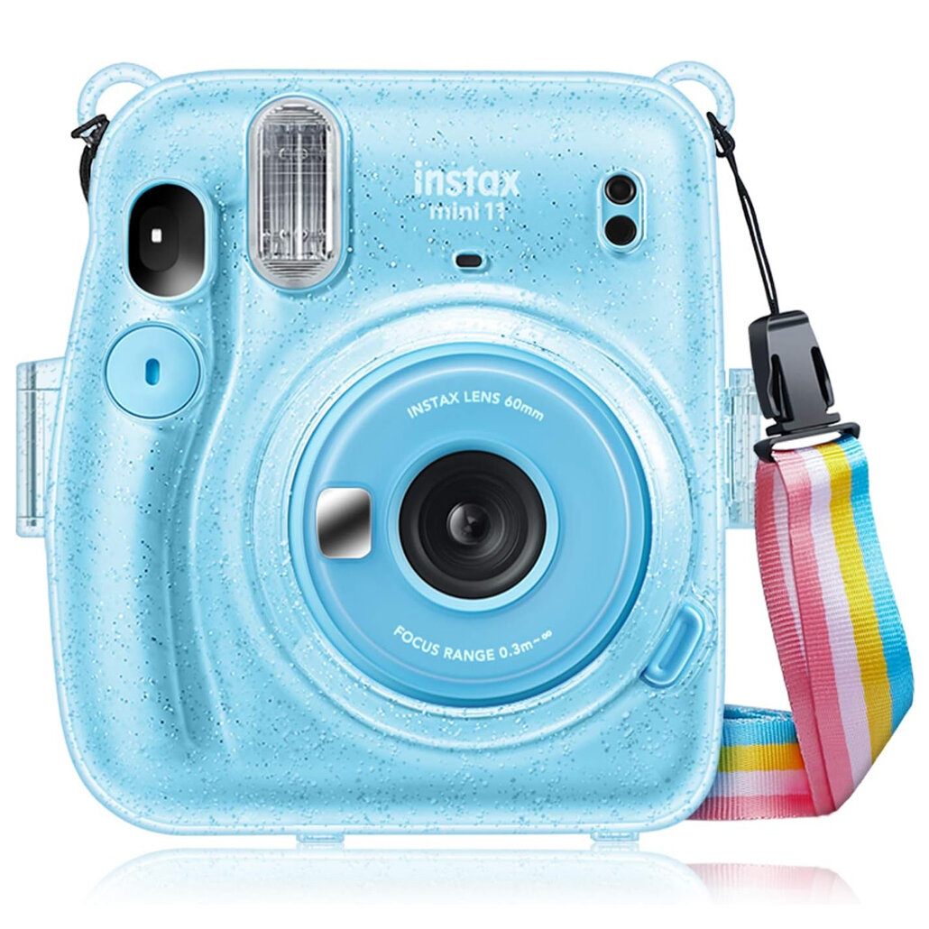 Пластиковый кейс для фотоаппарата Fujifilm Instax Instax Mini 11, с ремешком, голубой