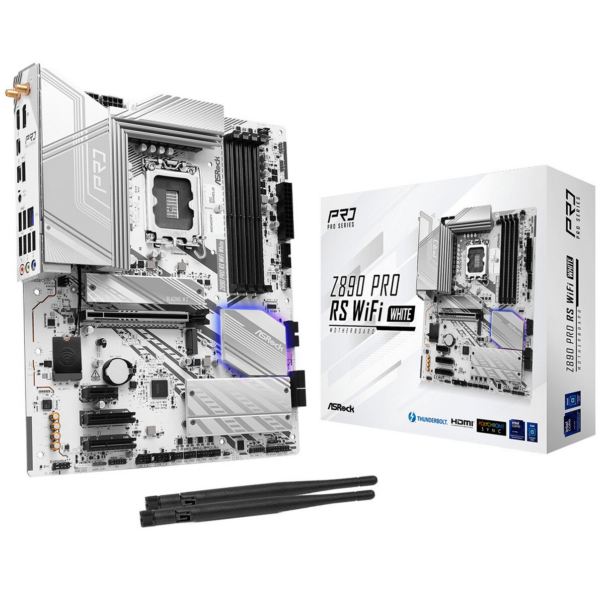 Материнская плата ASRock Z890 PRO RS WIFI WHITE, LGA1851, Intel Z890, ATX, RTL (Z890 PRO RS WIFI WHITE)