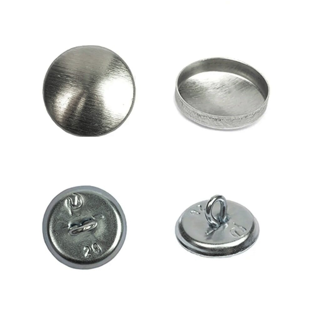 Заготовки для обтяжки пуговиц тканью или кожзамом №28 (18 мм), уп. 500 шт. с метал. ножкой для каретной стяжки и одежды