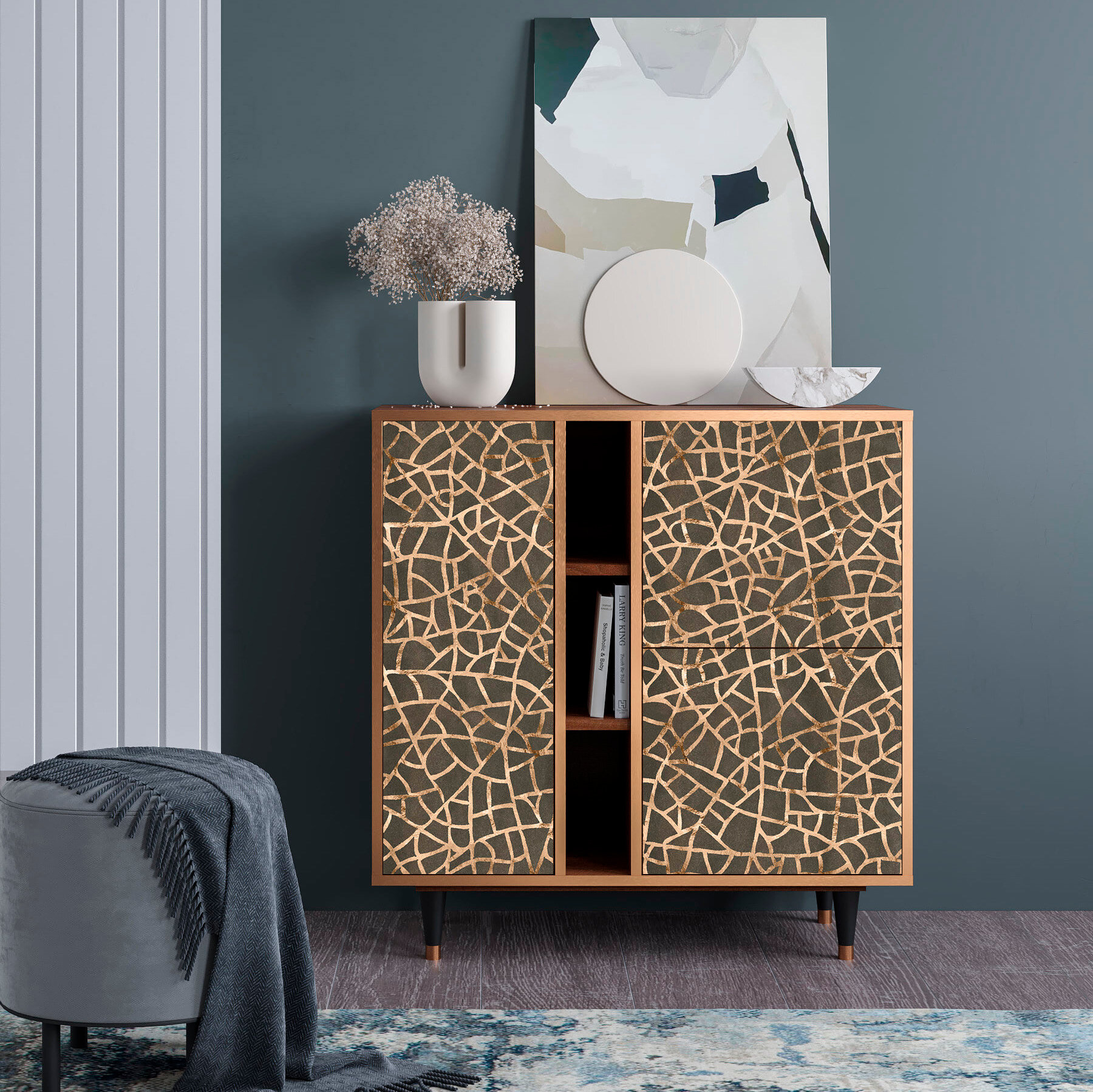 Комод - STORYZ - BS5 Enlarged Leaf, Размер - 94 x 96 x 41 см, Цвет корпуса - , Орех