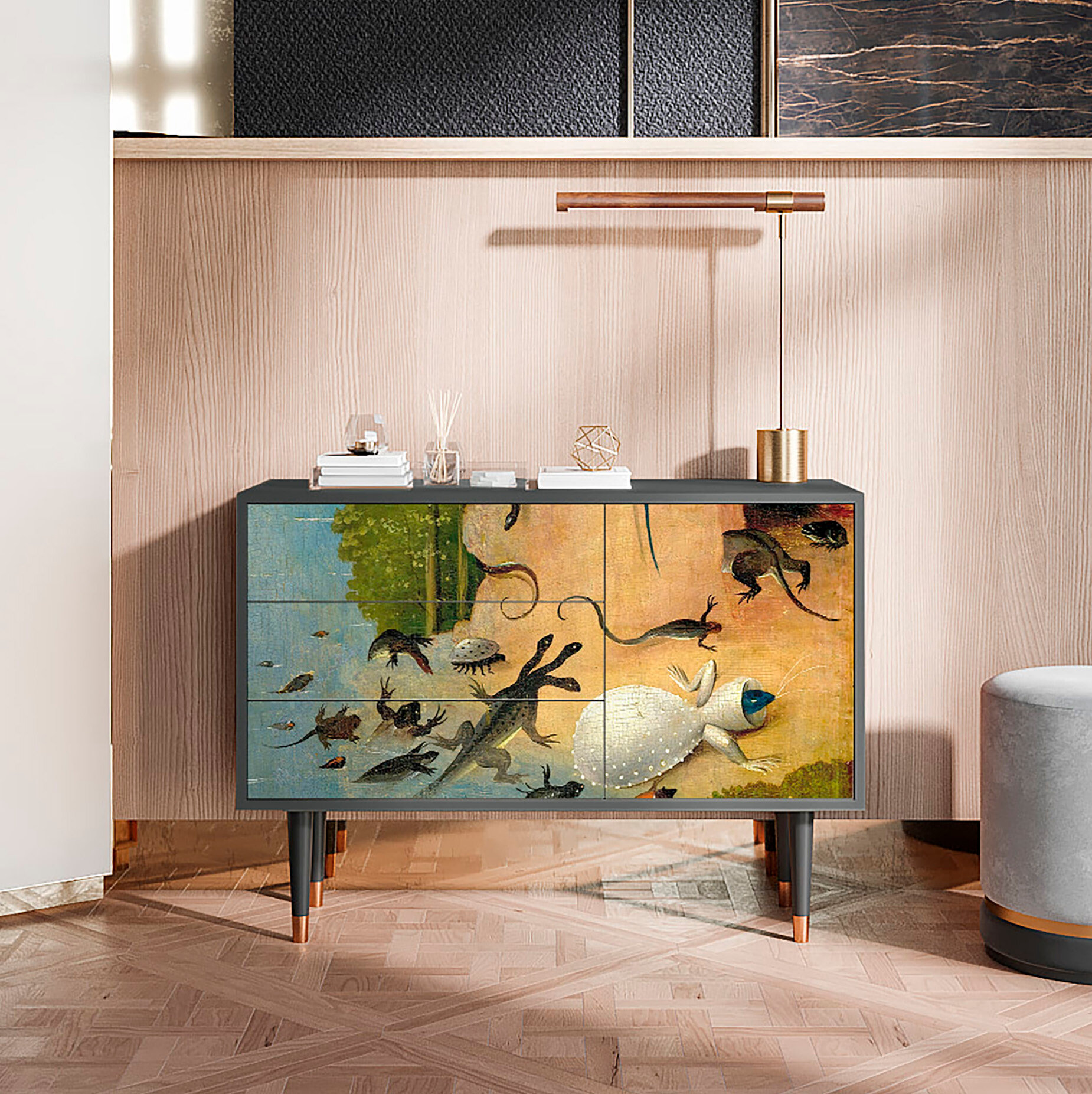 Комод - STORYZ - S3 The Garden by Hieronymus Bosch, Размер - 115 x 84 x 41 см, Цвет корпуса - , Антрацит