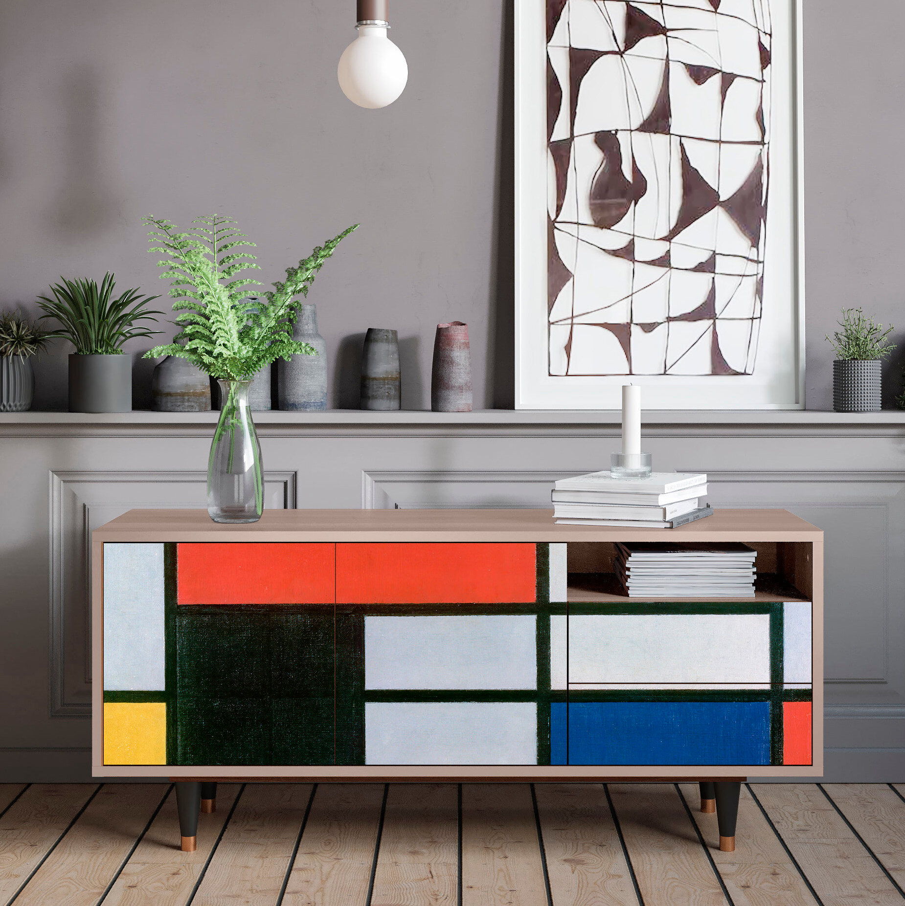 ТВ-Тумба - STORYZ - T7 Composition with Blue, Размер - 125 x 56 x 41 см, Цвет корпуса - , Red and Yellow by Piet Modrian, Размер - 125 x 56 x 41 см, Цвет корпуса - , Бежевый