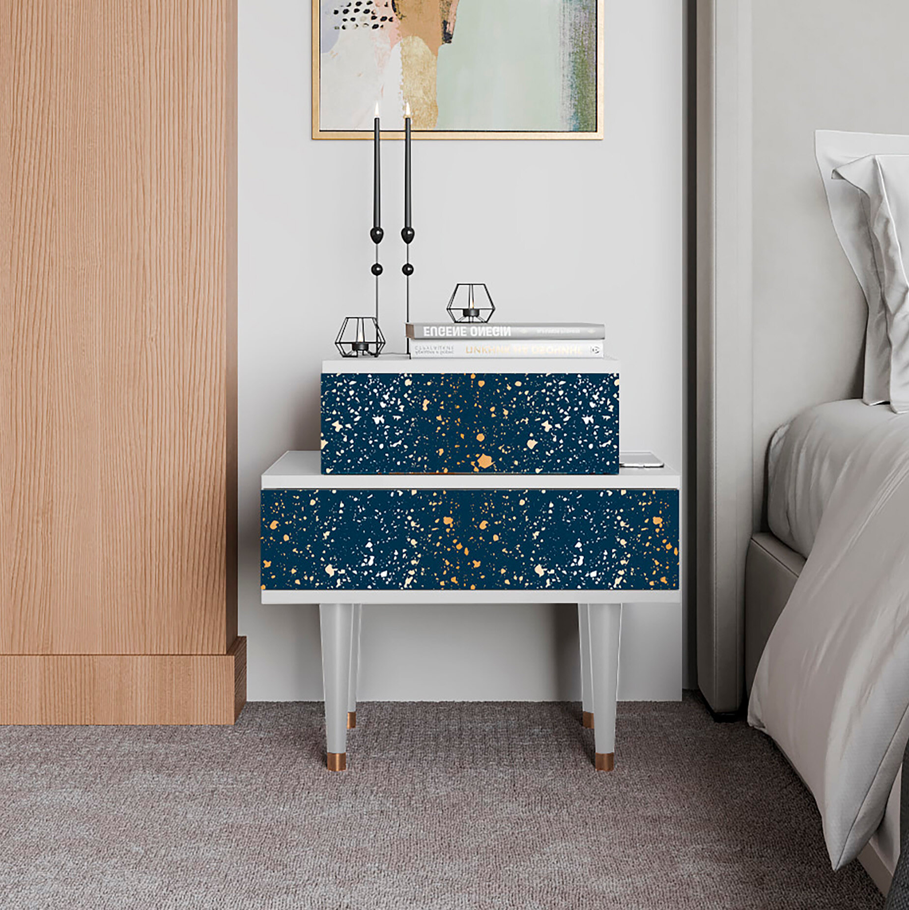 Прикроватная тумба - STORYZ - NS1 Starfall, Размер - 58 x 58 x 41 см, Цвет корпуса - , Белый