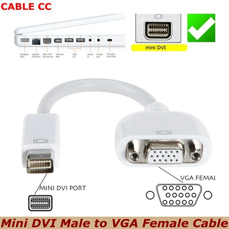 Кабель-переходник Mini DVI - VGA CableCC