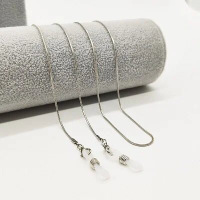Цепочка для очков серебряная, snake silver color
