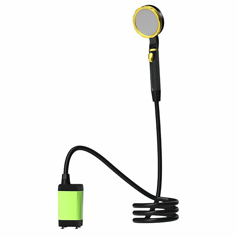 Душ походный туристический / портативный аккумуляторный / летний для дачи, С душевой лейкой, емкость аккумулятора 9000 мАч, Отображение температуры, отображение мощности, оранжевый цвет.