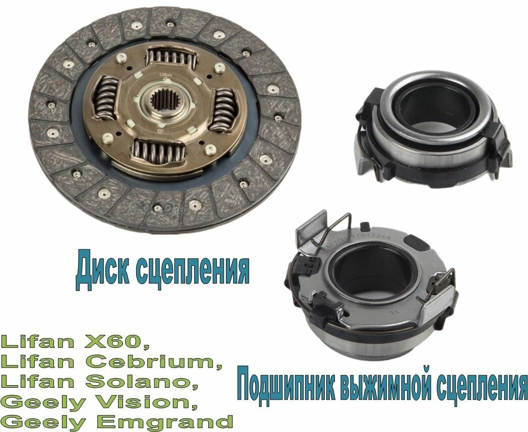 Комплект сцепления (диск, подшипник выжимной) LIFAN/GEELY