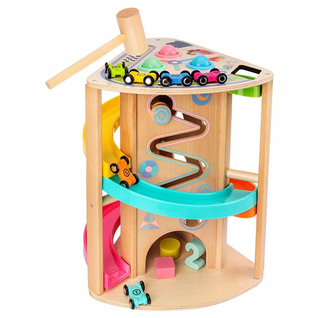 Автомобиль рампа гонщик игра игрушки подарок деревянные автогонки 29,5x34,5 см
