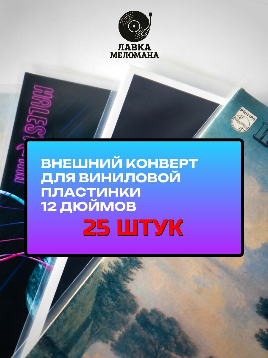 Внешний защитный пакет конверт для виниловой пластинки LP 25 штук