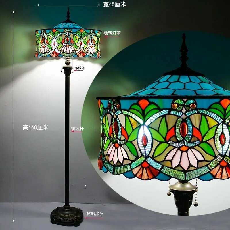 LumeLux-Красивый и элегантный светильник Тиффани в стиле барокко с латунным основанием для гостиной