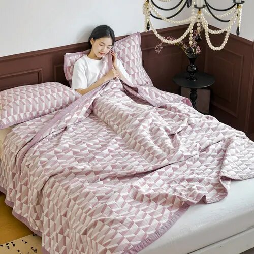 IKEA Плед хлопок 100% Трёхслойное марлевое Плед-покрывало , Пестроткань, Хлопок, 240 см х 250 см