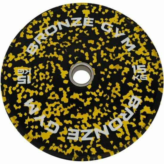 Диск бамперный Bronze Gym для штанги камуфляж жёлтый 15кг BGBMC15