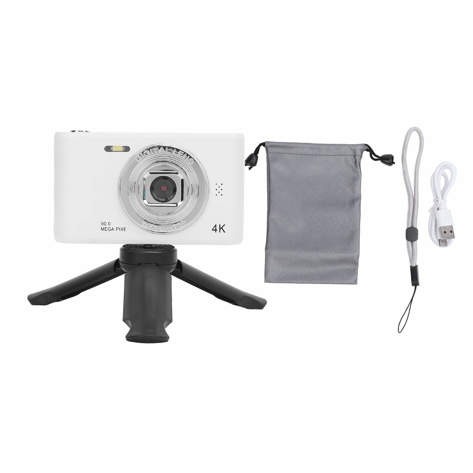 2.4-дюймовая цифровая камера с 8-кратным цифровым зумом, 50-мегапиксельная фотокамера с возможностью подзарядки 4K-видео для начинающих, рождественский подарок, без карты памяти