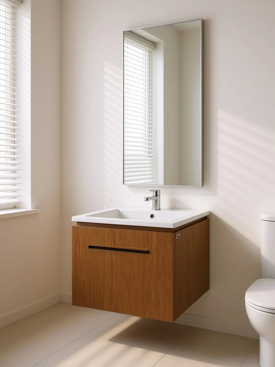 Тумба с раковиной и зеркалом Timo "Armo", современная, для ванной комнаты